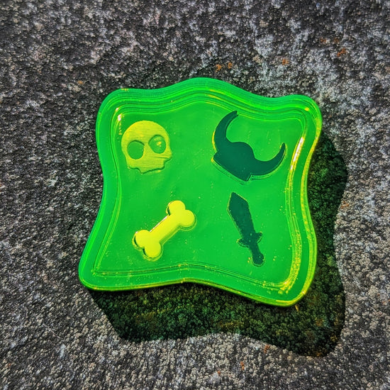 Gelatinous Cube Neon Green Brooch – Sprites' Hollow