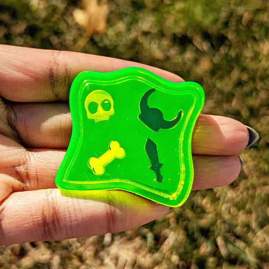 Gelatinous Cube Neon Green Brooch – Sprites' Hollow